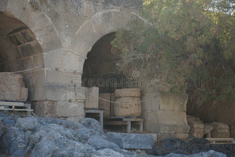 Ancient Storage Rooms with Artifacts at the Acropolis of Lindos. Lindos ...