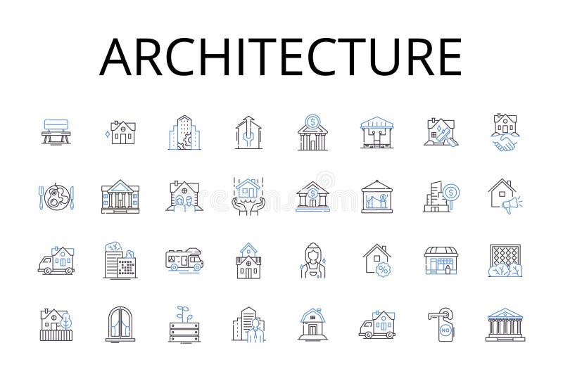 Architecture Line Icons Collection. Engineering, Building, Designing ...