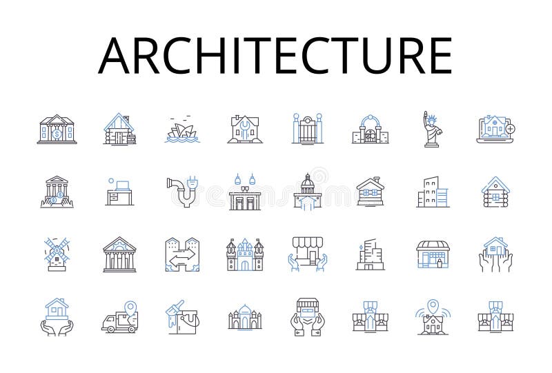 Architecture Line Icons Collection. Engineering, Building, Designing ...