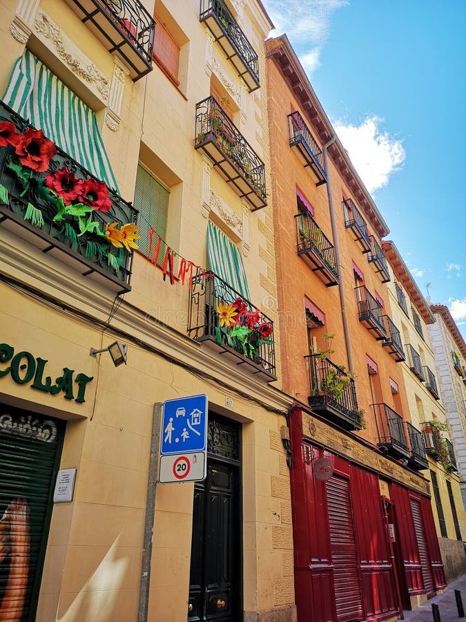 Architecture Madrid Spain Stree Traditional Old Town Editorial Stock ...