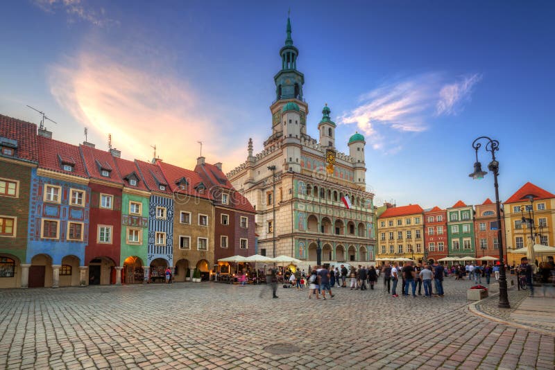 Architecture of the Main Square in Sopot City at Sunset, Poland ...