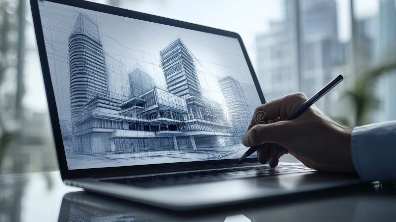 Architecture Man Drawing on Architectural Creative Project Business ...