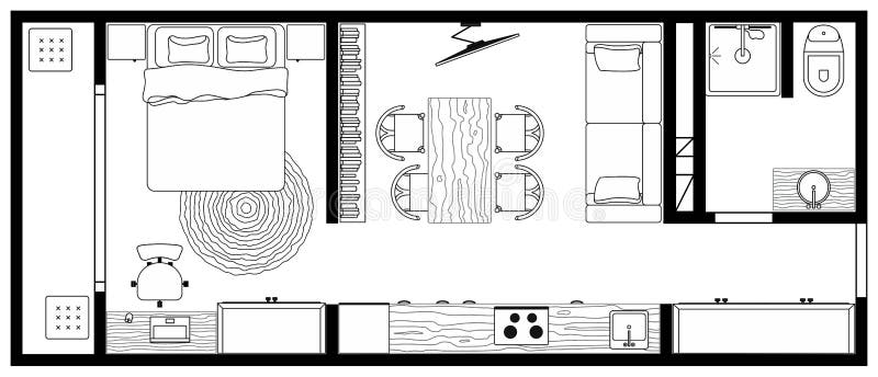 Architecture Micro Studio Plan of Condominium, Flat, House. Interior ...