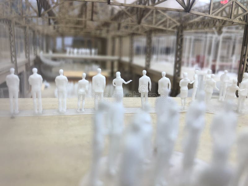 Architecture Mockup of a Huge Workplace with Miniature People Inside ...