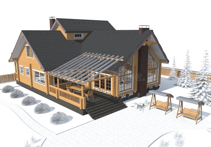 Architecture Model House Gray with Environment Stock Illustration ...