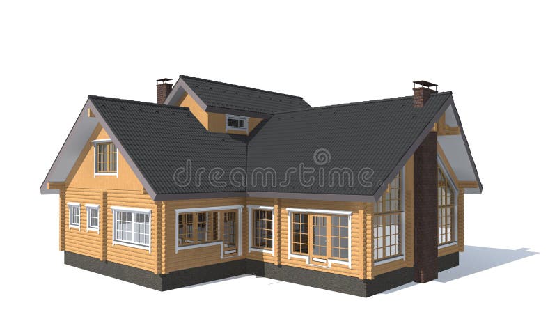 Architecture Model House Isolated in White Stock Illustration ...