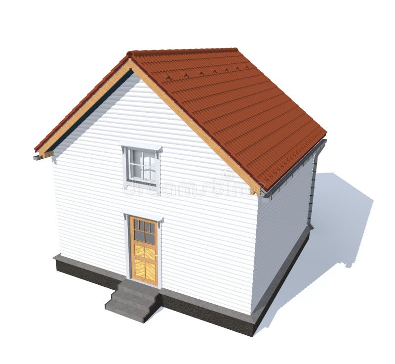 Architecture Model House Red Isolated in White Stock Illustration ...