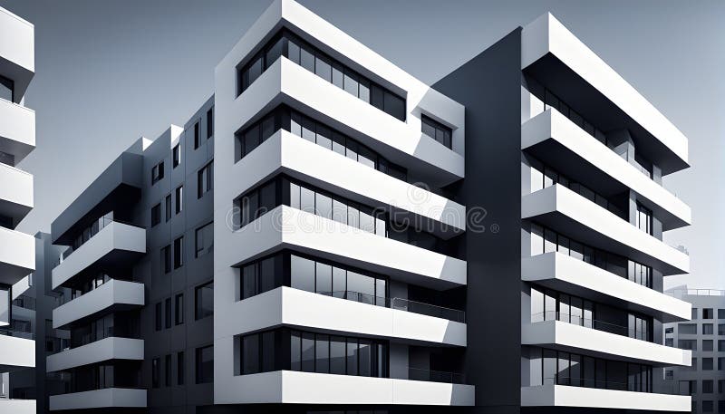 Model of a Modern Real Estate Apartment Building in Clean Geometric ...