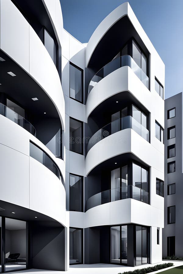 Model of a Modern Real Estate Apartment Building in Clean Geometric ...