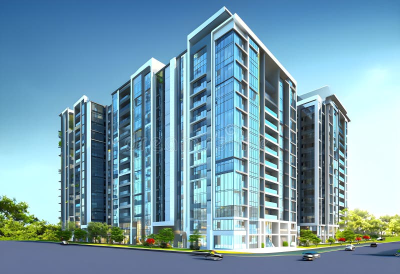 Three Dimensional Rendering of a Modern Office Building Stock ...