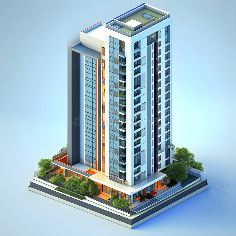 Three Dimensional Rendering of a Modern Office Building Stock ...