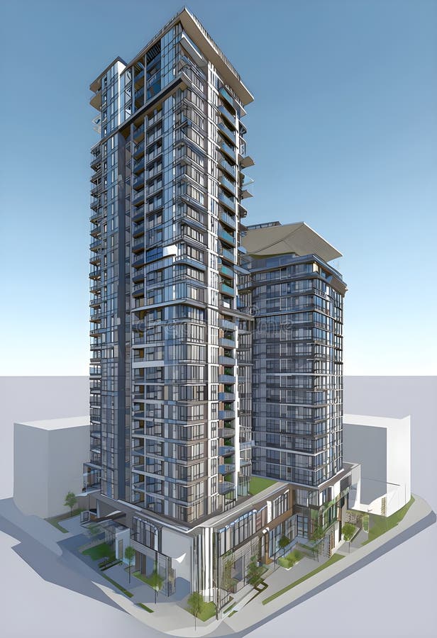 Three Dimensional Rendering of a Modern Office Building Stock ...