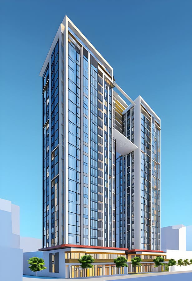 Three Dimensional Rendering of a Modern Office Building Stock ...