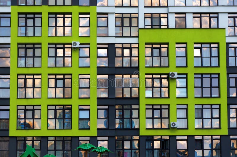 Architecture of Modern Building. Windows on Facade Stock Photo - Image ...