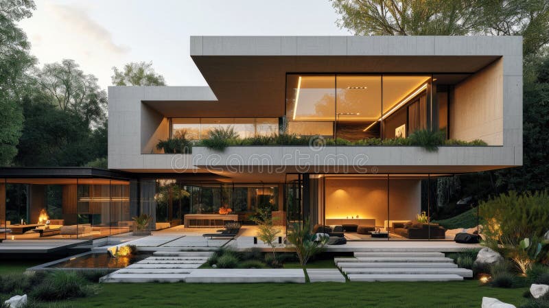 Architecture Modern Design, Concrete House Stock Photo - Image of ...