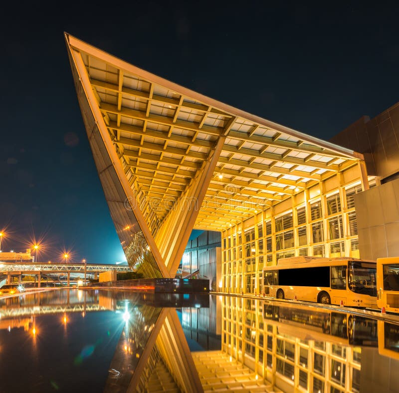 Architecture Modern Engineering at Night. Stock Image - Image of ...