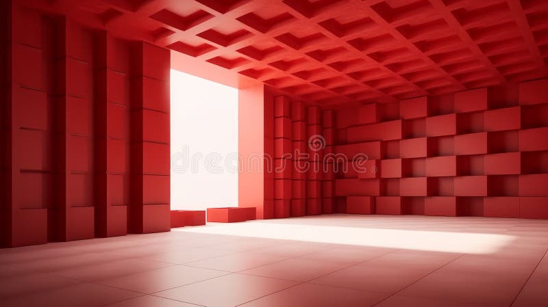 Architecture Modern Red Theme Background 3D Display Generative AI Stock ...