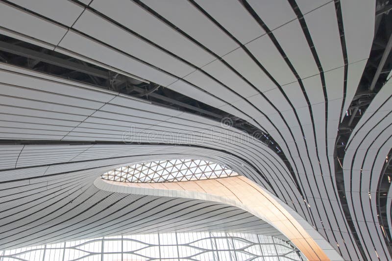 Architecture of Modern Terminal Building with Grid Skylight Stock Image ...