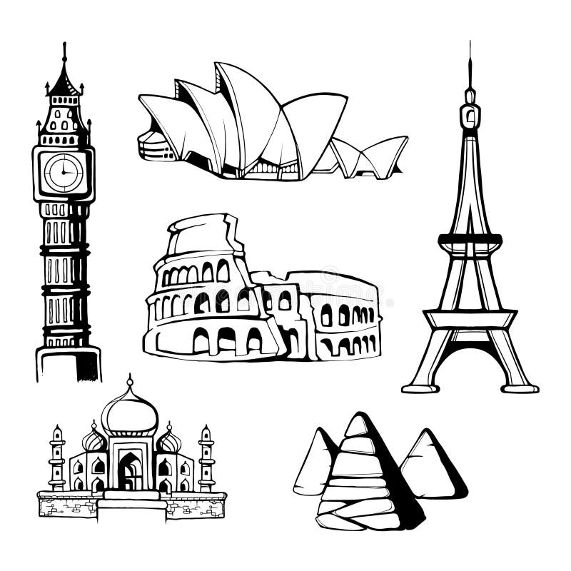 Architecture monuments stock vector. Illustration of destination - 57858286