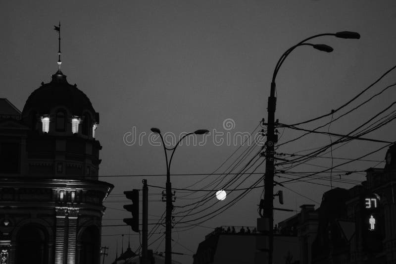 Architecture, Moonlight, Moon, City at Night Stock Photo - Image of ...