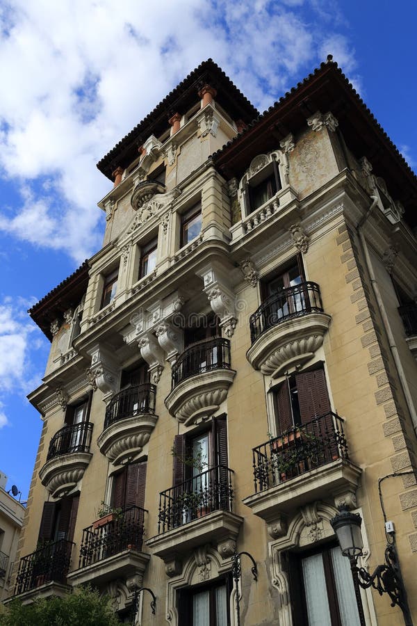 Architecture of the Old Buildings, Madrid, Spain Stock Photo - Image of ...