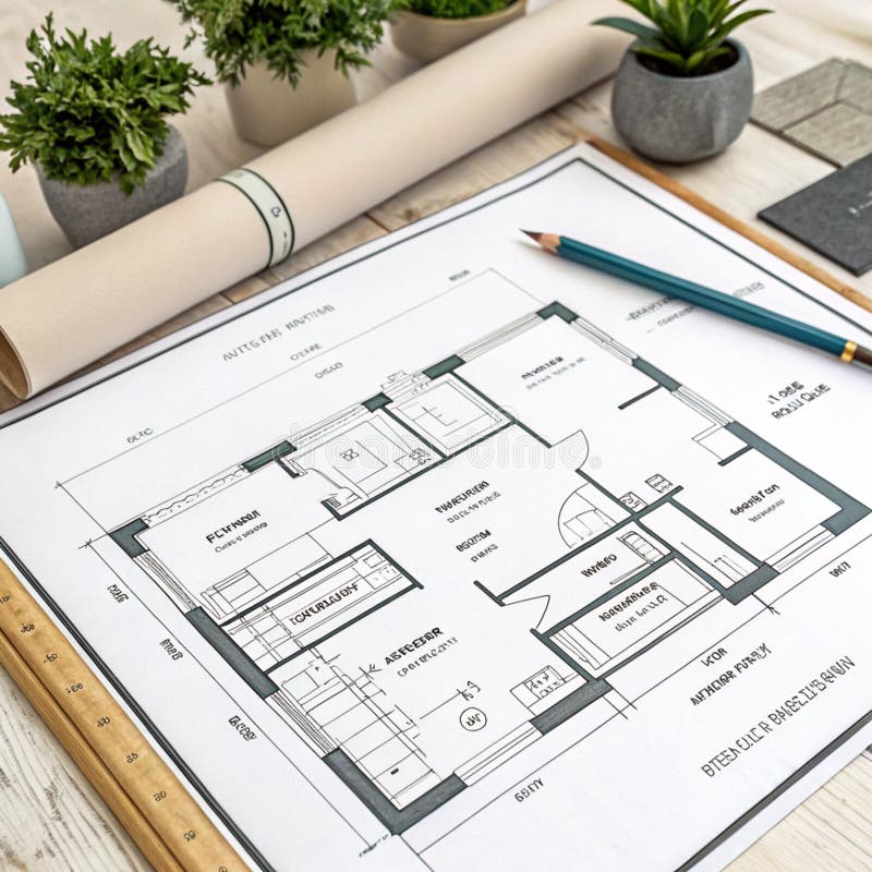 Architecture One. Architecture Plan Home Plan Work Stock Photo - Image ...