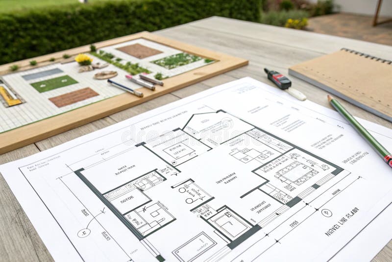 Architecture One. Architecture Plan Home Plan Work Stock Illustration ...