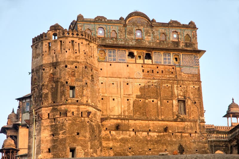 Orcha S Palace at Sunset, India. Stock Photo - Image of architecture ...