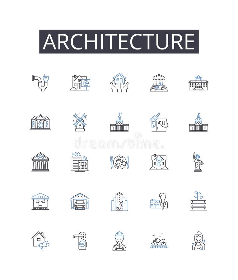 Architecture Line Icons Collection. Mapping, Topography, Geospatial ...