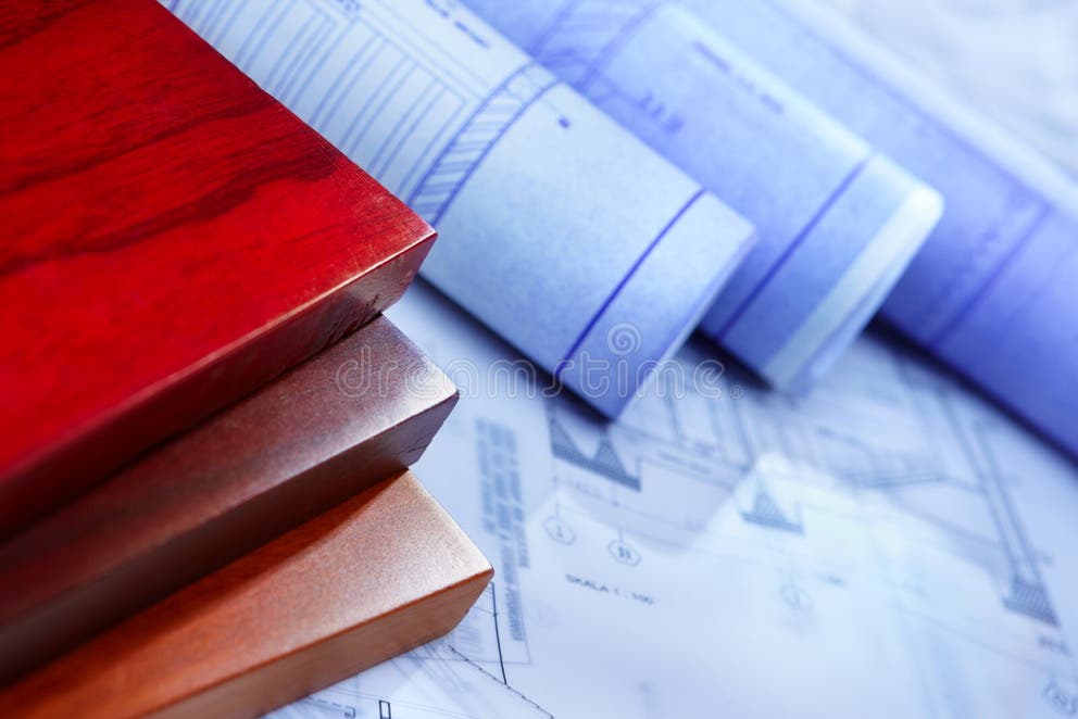 Architecture Paperwork and Wooden Boards Stock Image - Image of panel ...