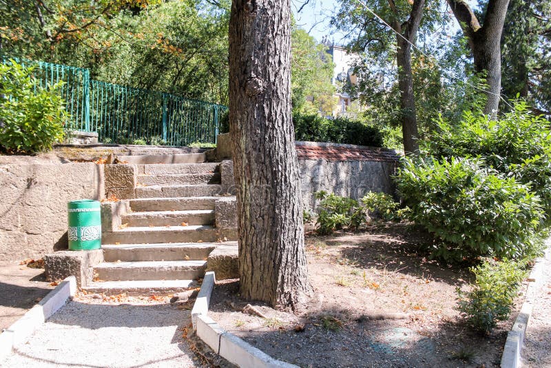 Staircase in the park stock photo. Image of gardening - 160588780