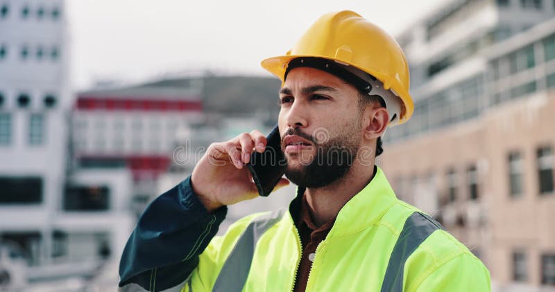 Architecture, Phone Call and Man with Tablet, Construction Site and ...