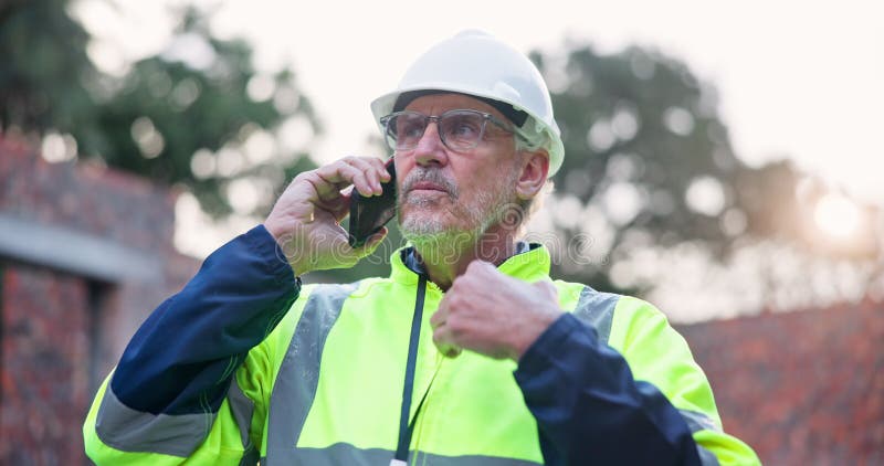 Architecture, Phone Call and Man with Tablet, Construction Site and ...