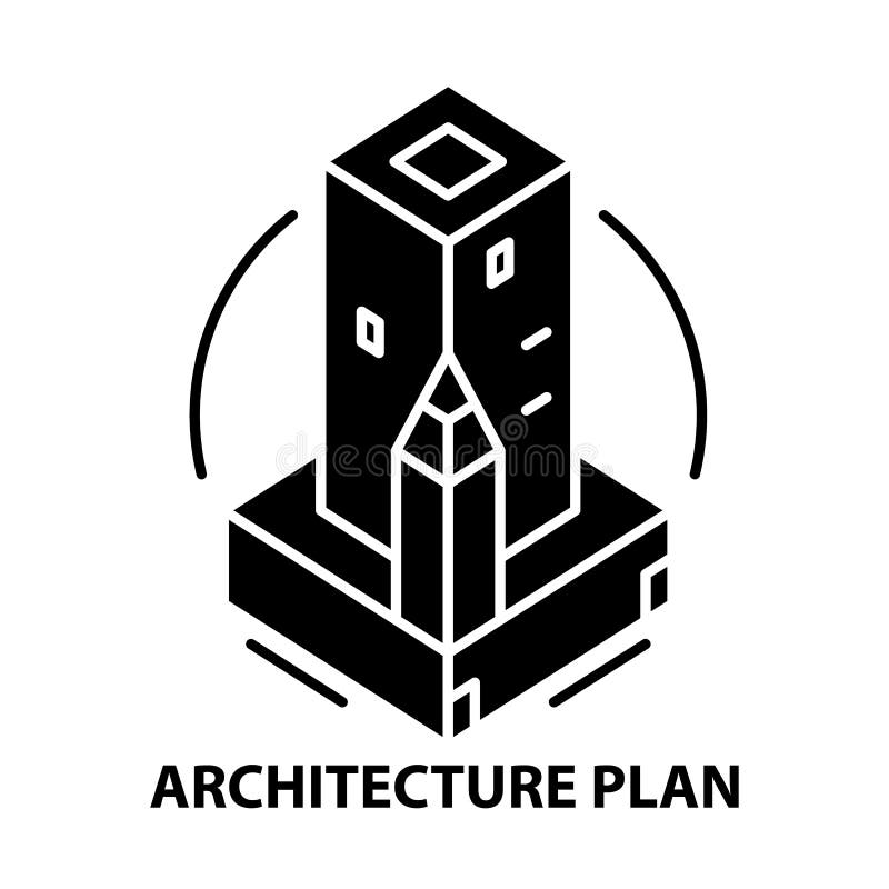 Architecture Plan Icon, Black Vector Sign with Editable Strokes ...
