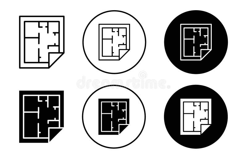 Architecture Plan Icon Outline Flat Icon Stock Vector - Illustration of ...
