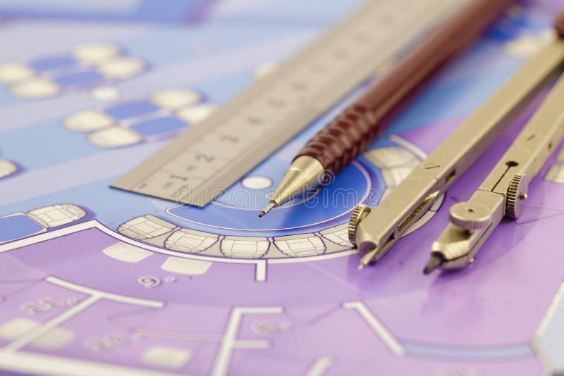 Architecture Plan & Tools Stock Photo - Image of document, architect ...