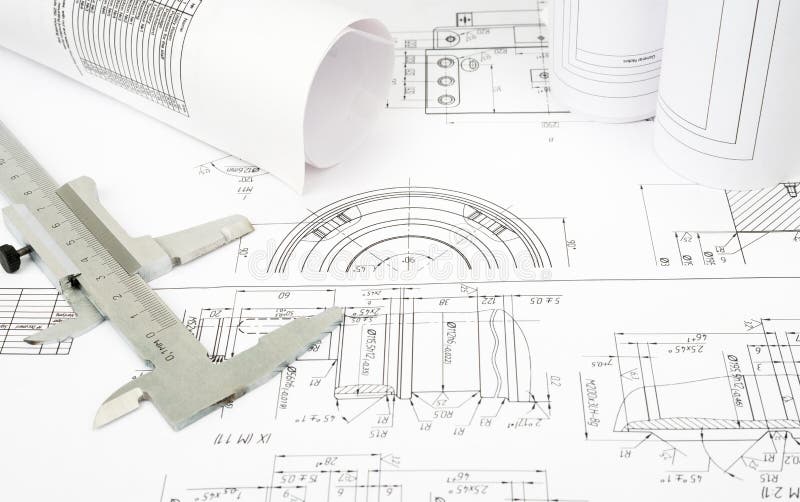 Architecture Plan and Rolls of Blueprints Stock Image - Image of ...