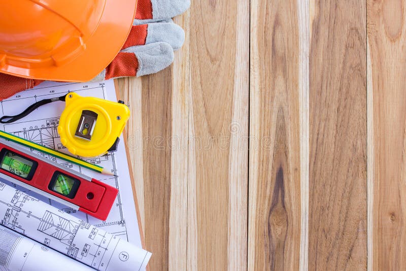 Architecture Plan Rolls Blueprints Tool Kit Stock Photos - Free ...