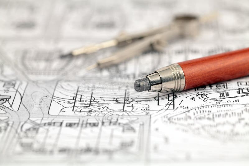 Architecture Plan & Tools Stock Photo - Image of document, architect ...