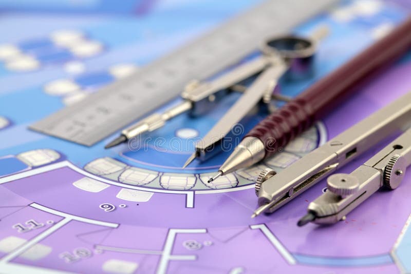 Architecture Plan & Tools Stock Photo - Image of document, architect ...