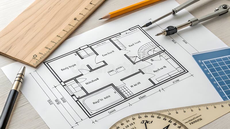 Architecture Plan and Tools for Interior Design Stock Illustration ...