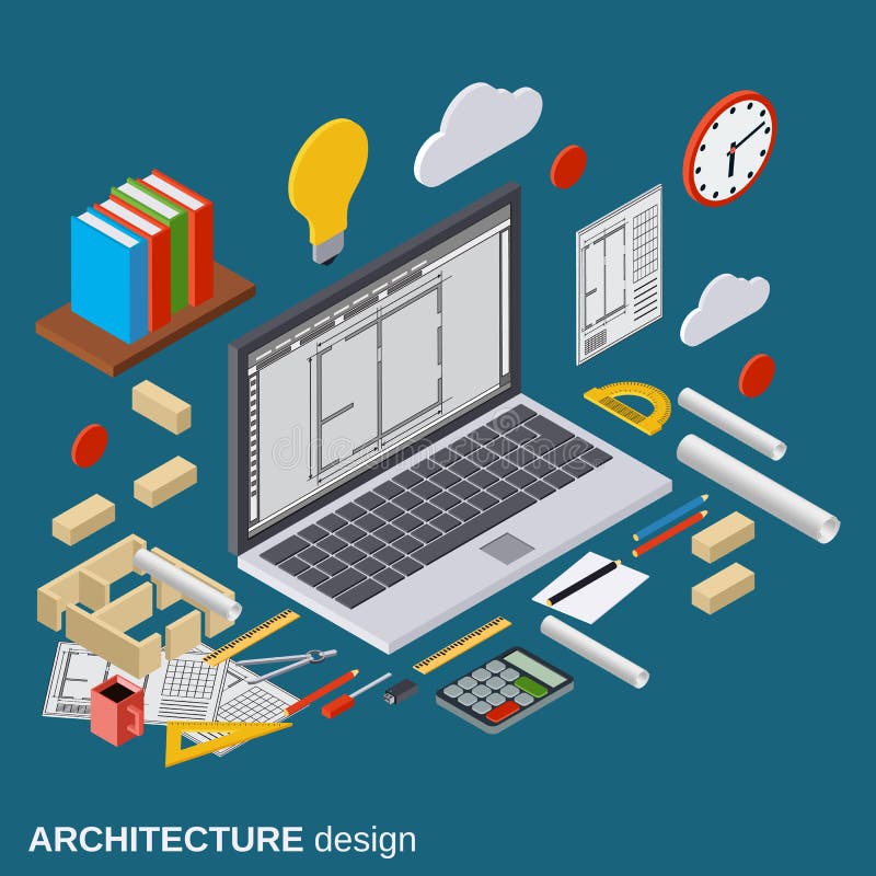 Architecture Planning, Interior Project, Architect Workplace Vector ...