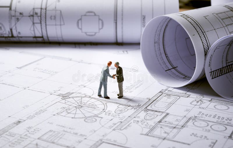 Architecture Plans with Character Stock Photo - Image of project ...