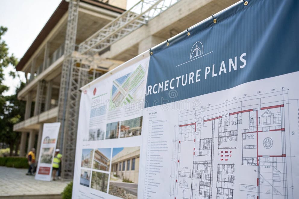 Architecture Plans and Construction Banner Stock Illustration ...