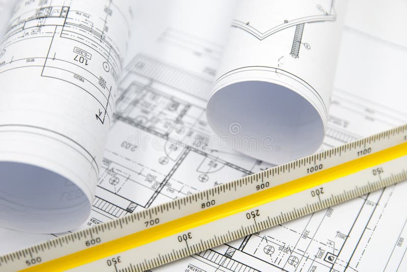 Architecture Plans of Some Building Stock Image - Image of draft ...