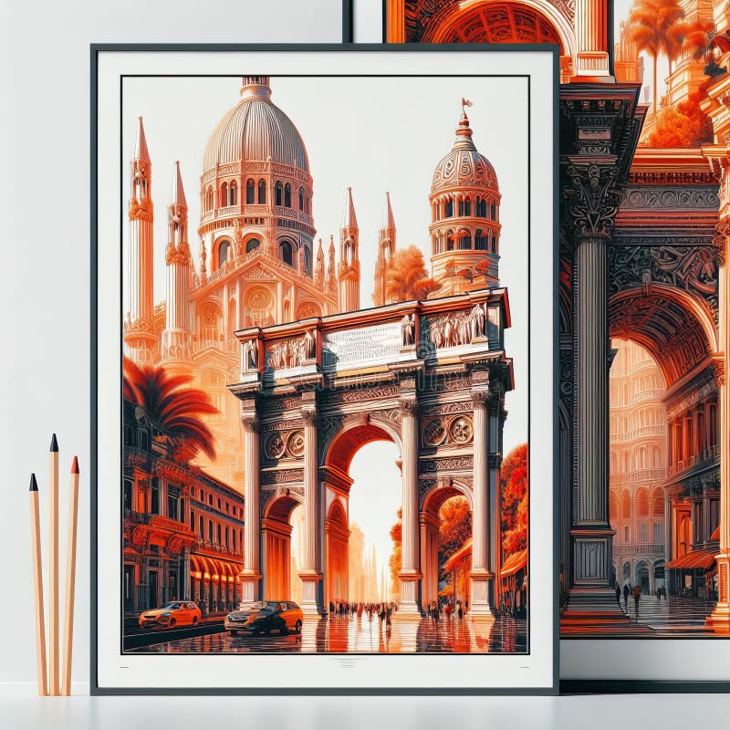 Architecture Posters Showcasing Iconic Architectural Stock Image ...