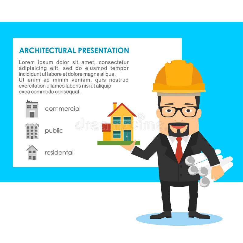 Architecture Presentation Design Vector Concept with Building Model ...