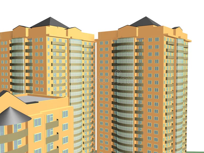 Architecture Project 3d Model Vizualization Building Stock Illustration ...