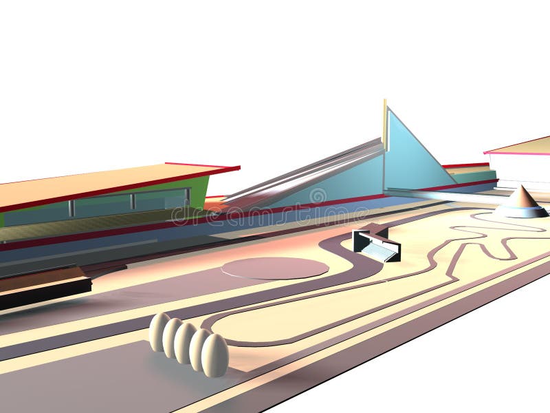 Architecture Project 3d Model Vizualization Building Stock Illustration ...