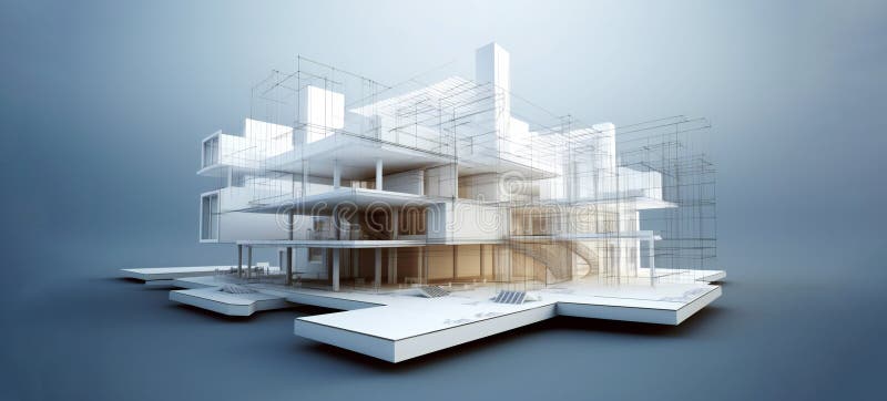 Architecture Project Modern House Stock Illustration - Illustration of ...